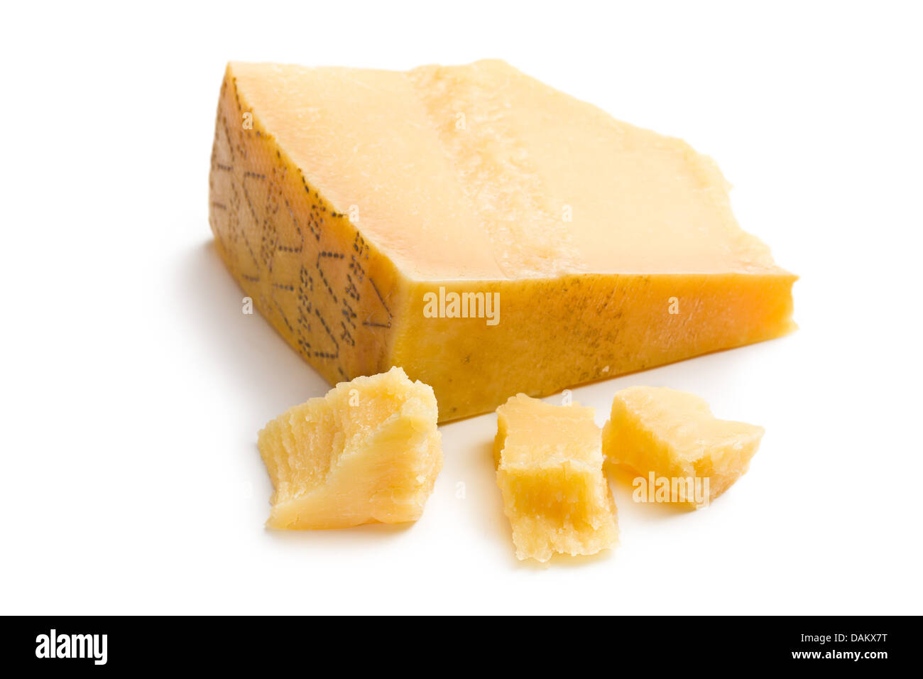 Italian hard cheese on white background Stock Photo - Alamy