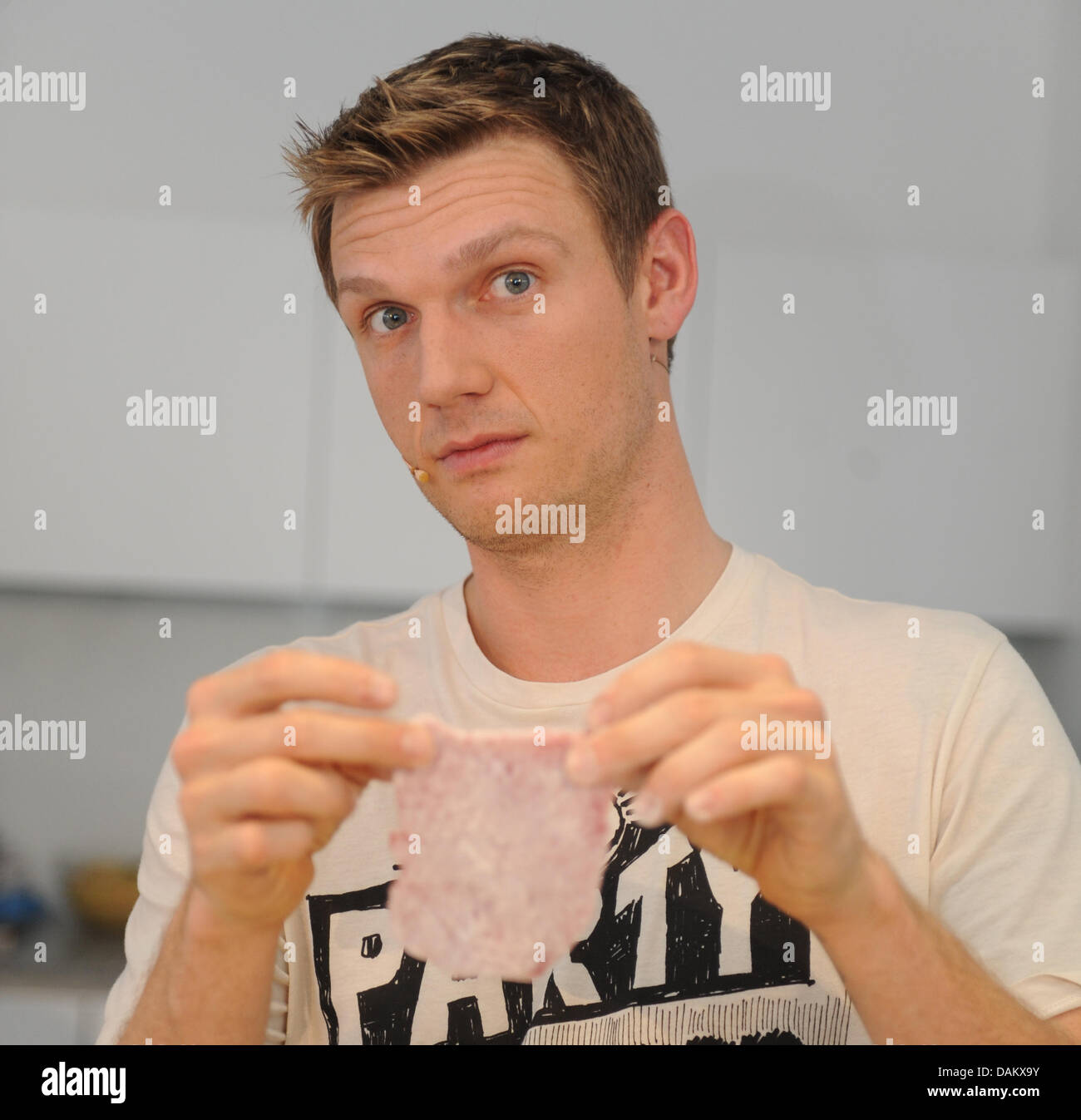 Singer Nick Carter cooks at a press event in Munich, Germany, 10 May ...