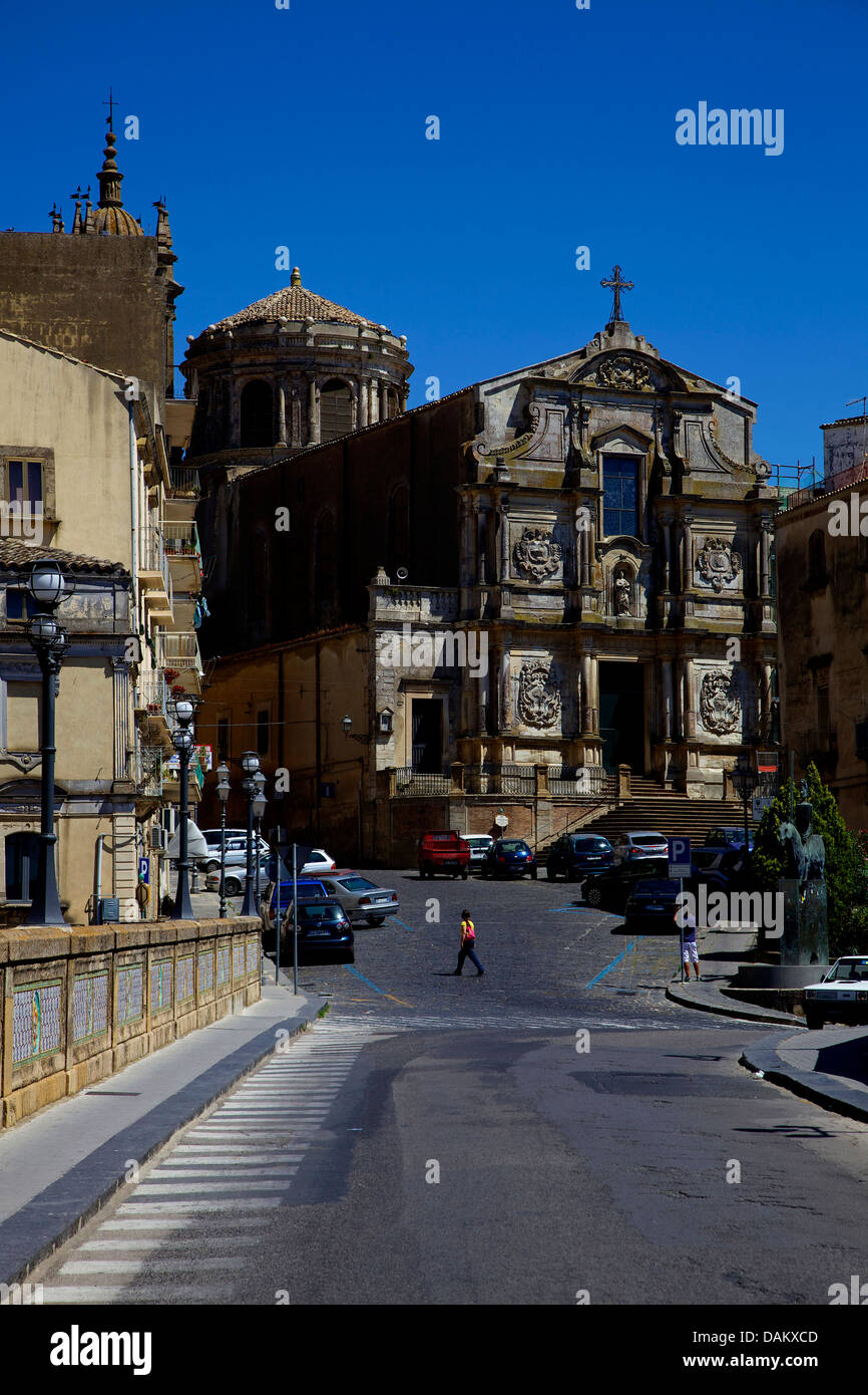 View of the famous town of Caltagirone, Catania province, Sicily ...