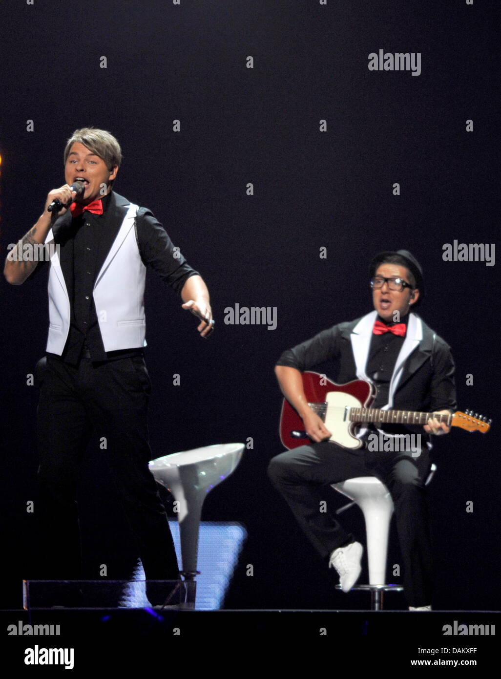 Musiqq representing Latvia perform during the first dress rehearsal for ...