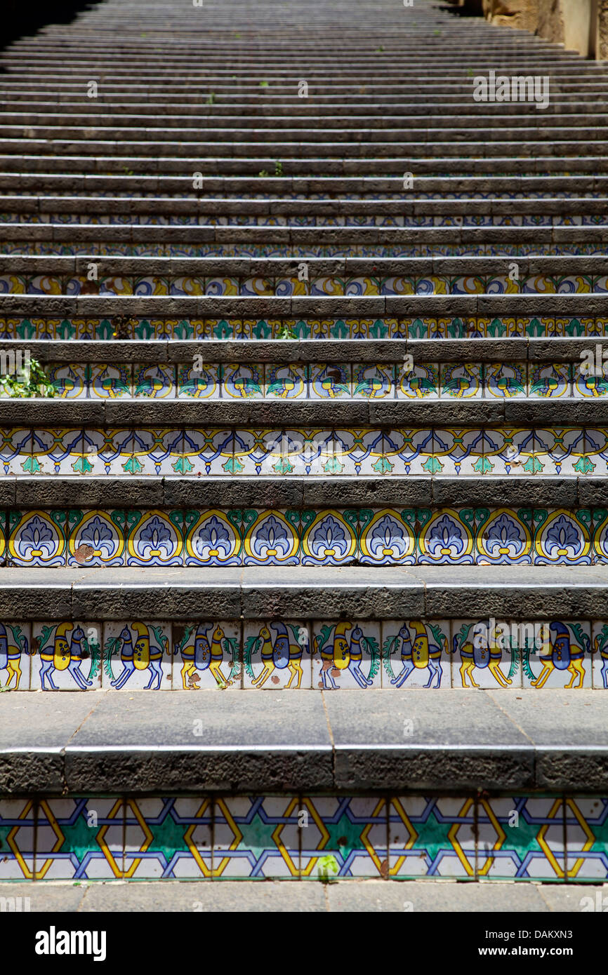 View of the famous Scalinata di Santa Maria del Monte, town of ...