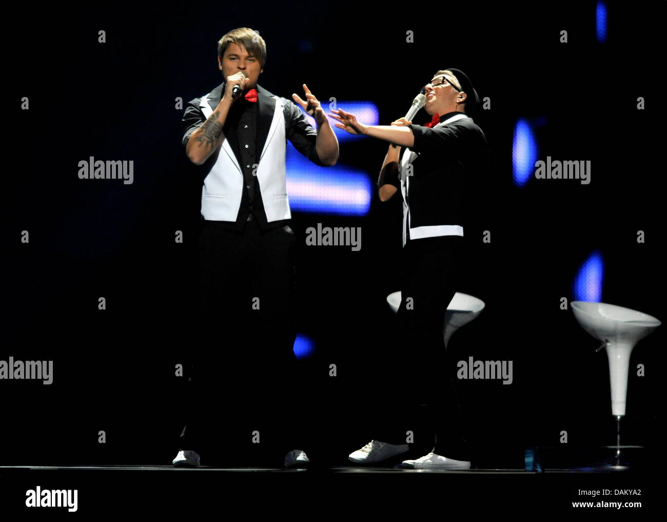Musiqq representing Latvia perform during the second Semi-Final of the ...