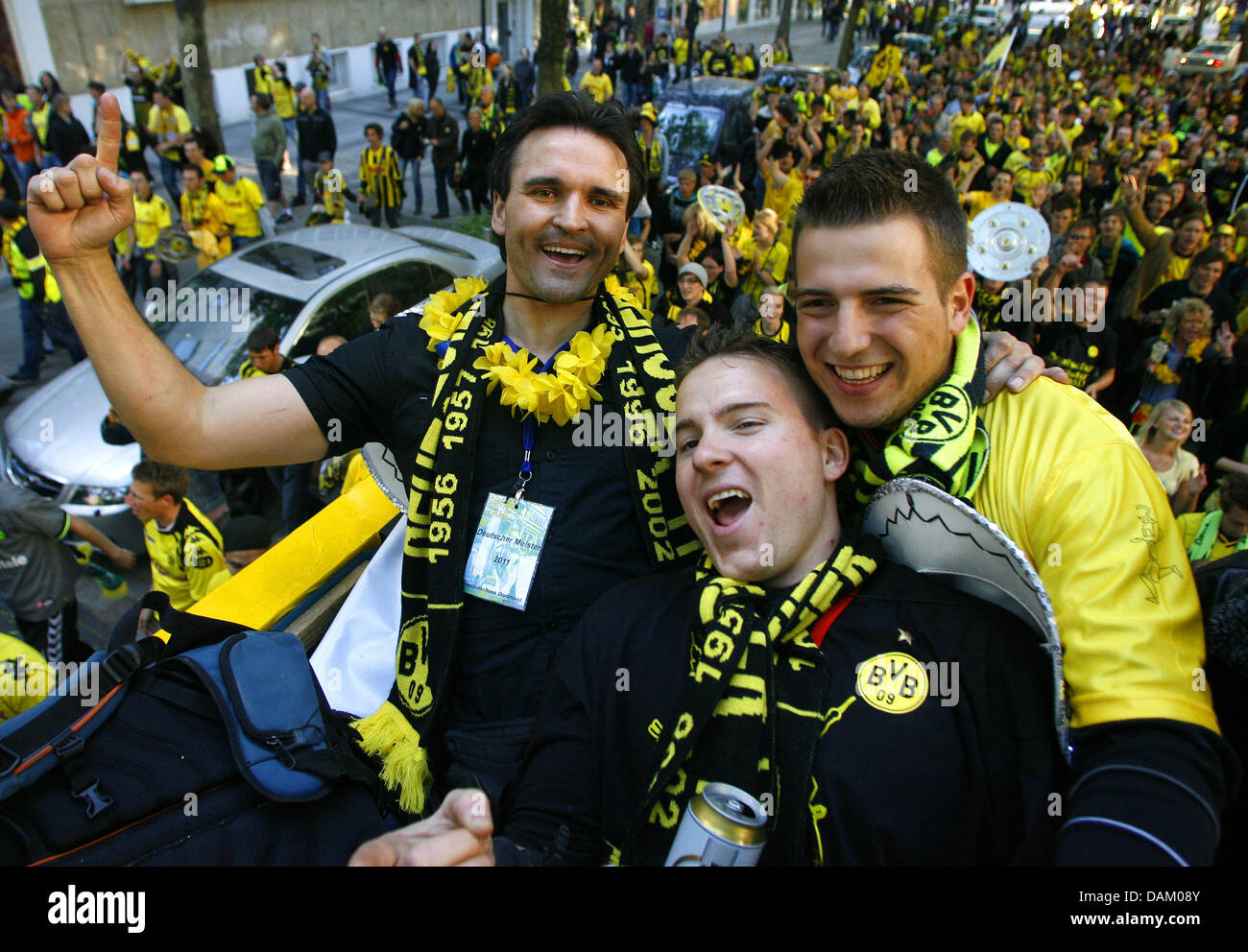 Dortmund fans celebrate their team's German soccer championship at the ...