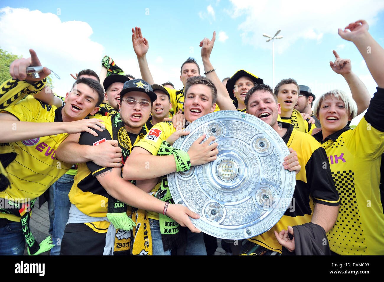 Dortmund fans celebrate their team's German soccer championship at the ...