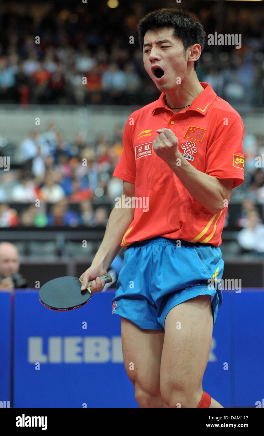 Zhang Jike of China in action against Wang Hao of China during the Men ...