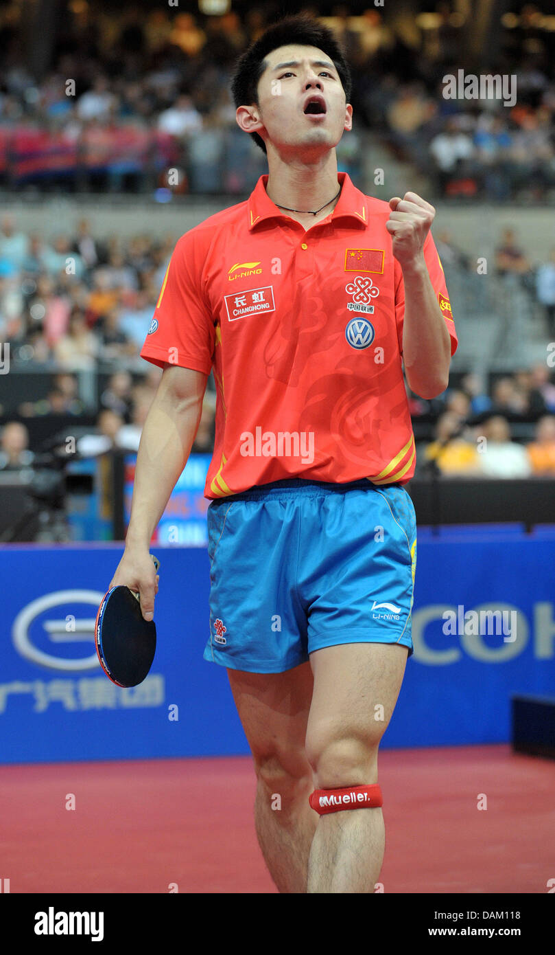 Zhang Jike of China in action against Wang Hao of China during the Men ...