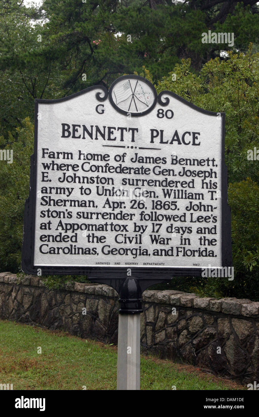 BENNETT PLACE Farm home of James Bennett, where Confederate Gen. Joseph ...