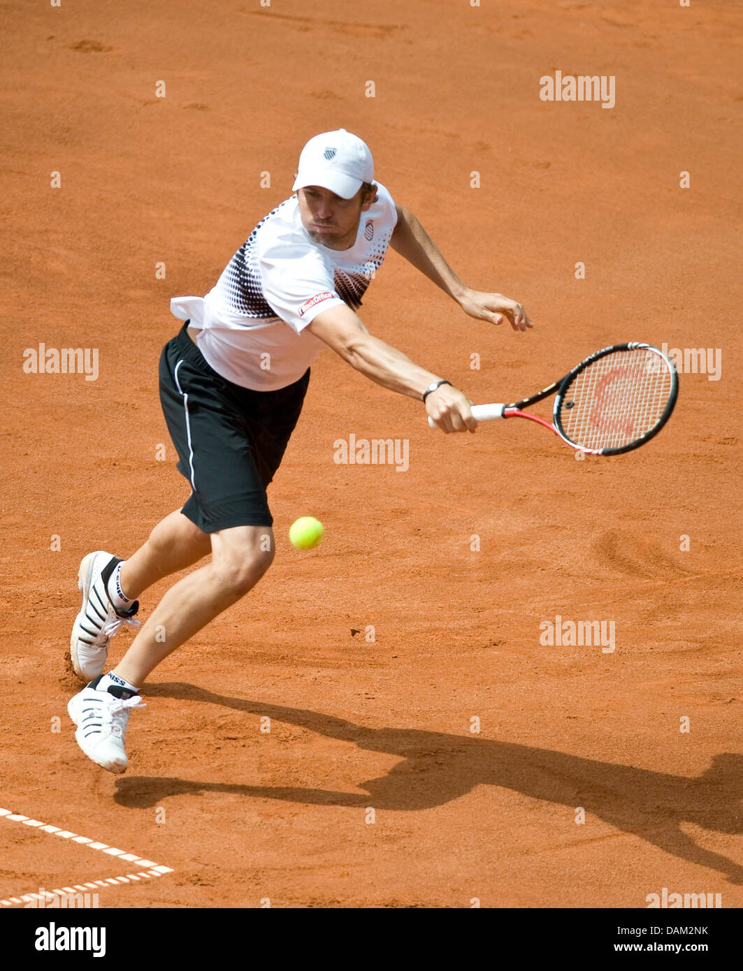 US tennis player Mardy Fish plays a double with John Isner during a ...