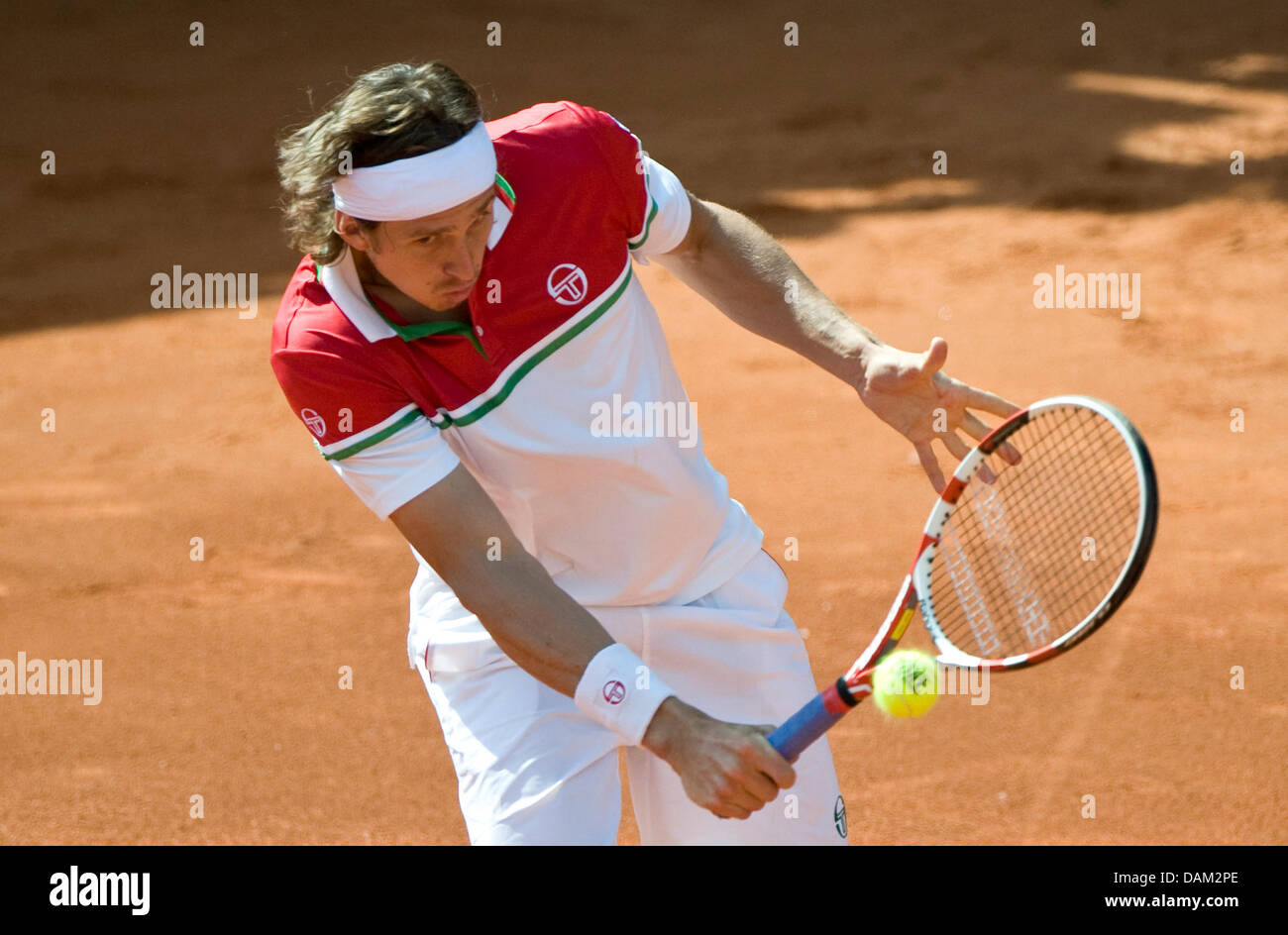 Russian tennis player Igor Andreev plays during a Tennis World Team Cup ...