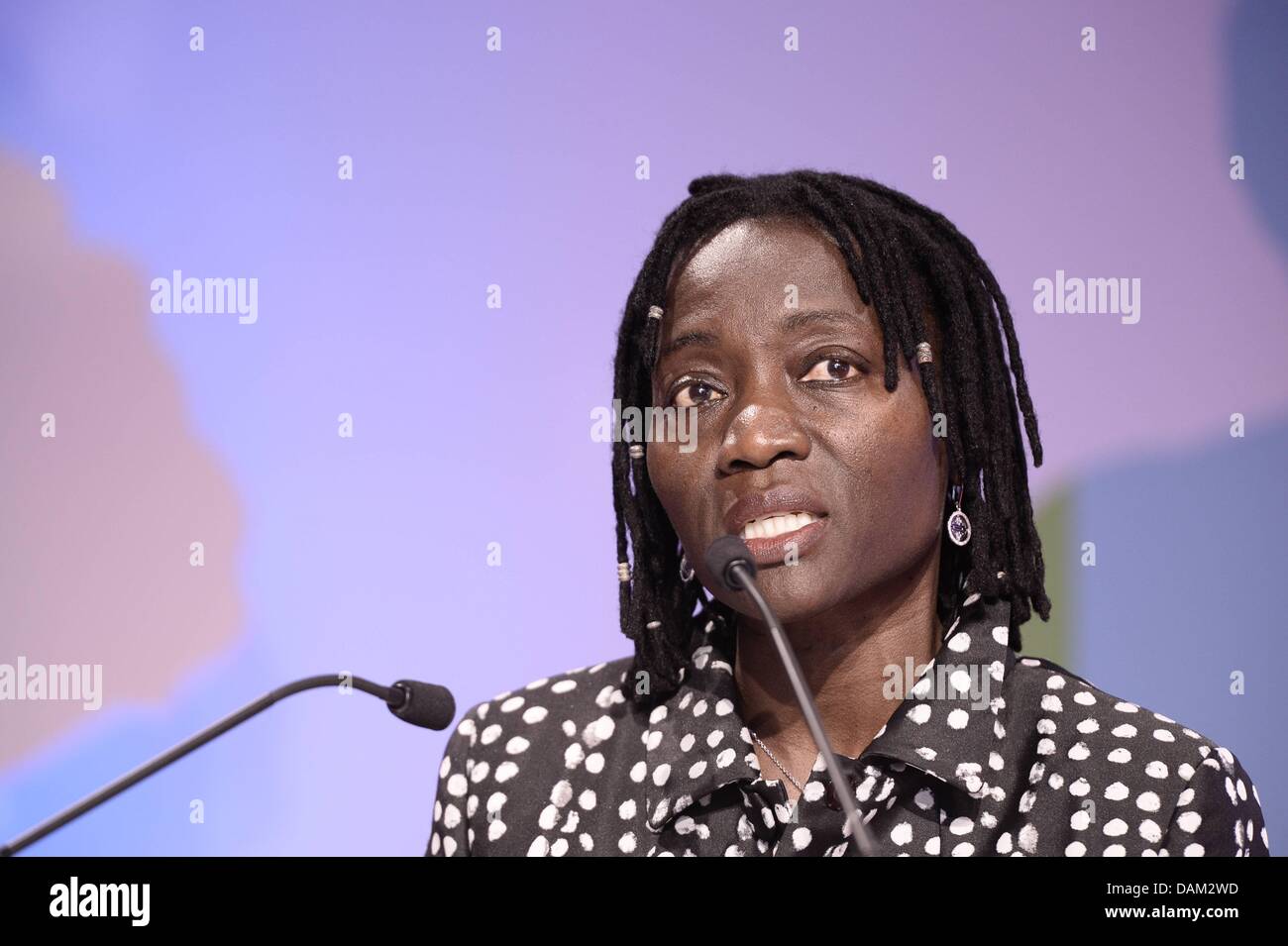 MUNICH/GERMANY - JULY 15: Auma Obama (Sauti Kuu Foundation) speaks on ...
