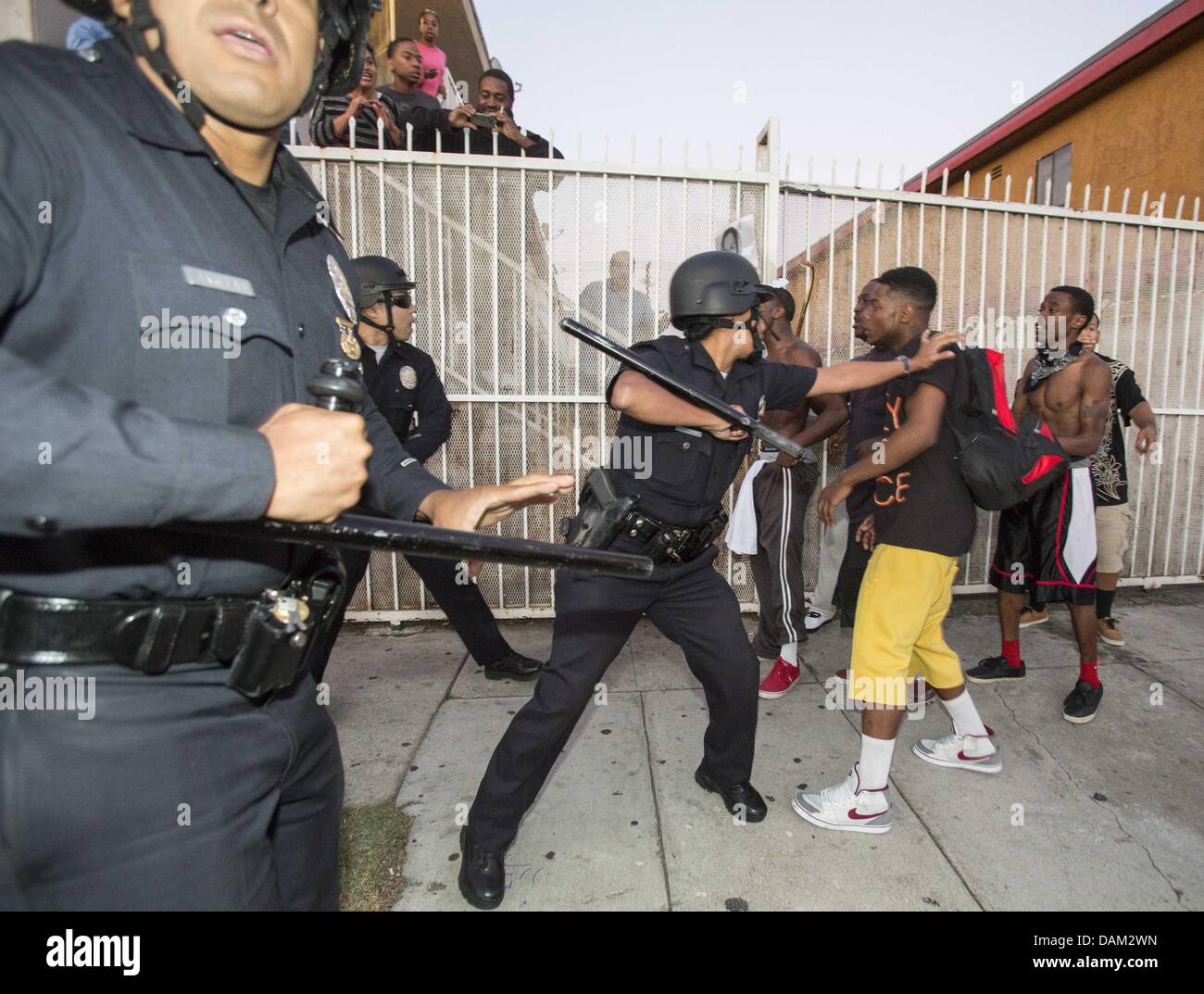 July 15, 2013 - Los Angeles, California, U.S - Protesters confront ...