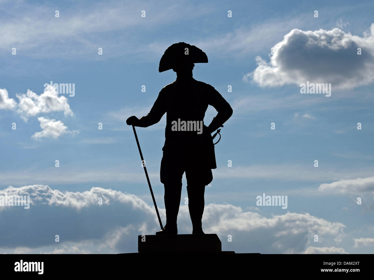 View of a monument of Frederick the Great (1712-1786) in front of a ...