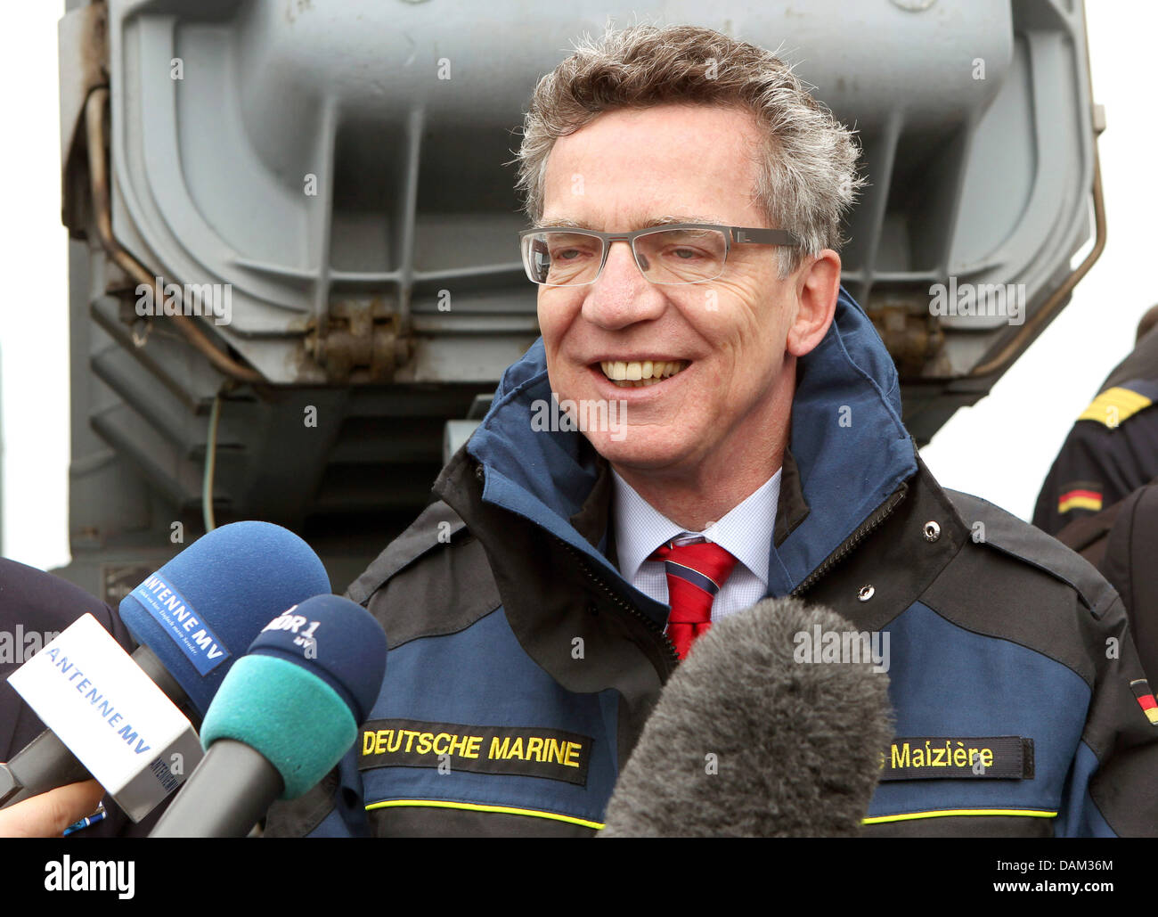 German Defence Minister Thomas de Maiziere gives an interview at the ...