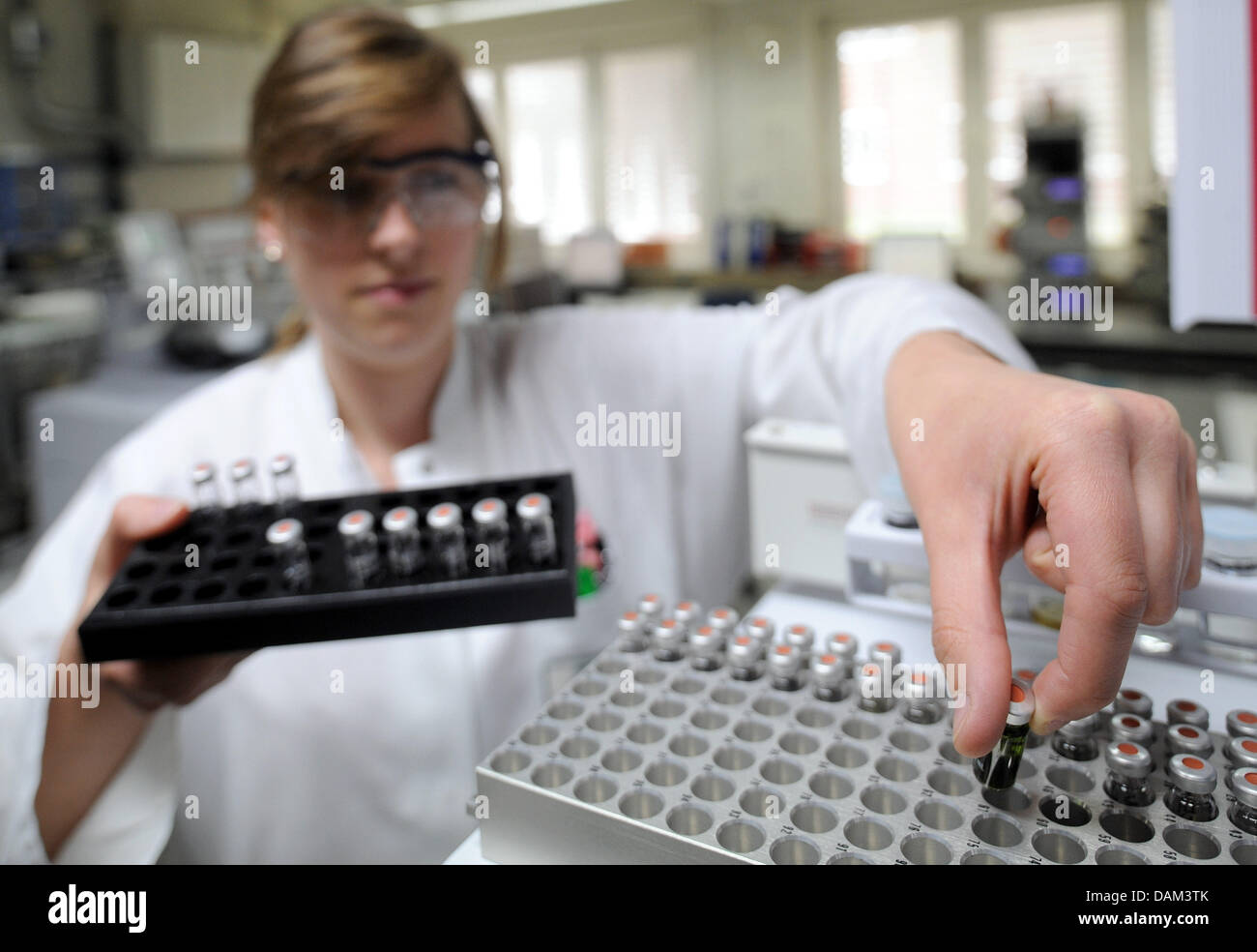 Chemical laboratory technician Christine Wichmann prepares a herb ...