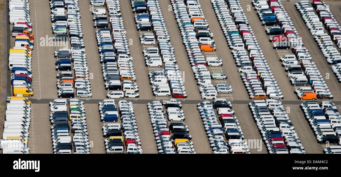 Numerous utility vehicles by car manufacturer Volkswagen stand on a ...