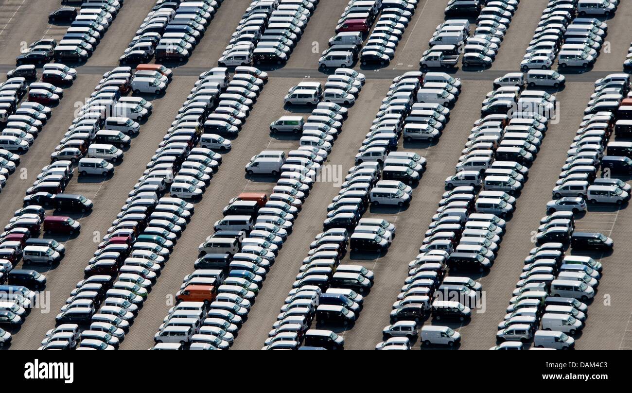 Numerous utility vehicles by car manufacturer Volkswagen stand on a ...