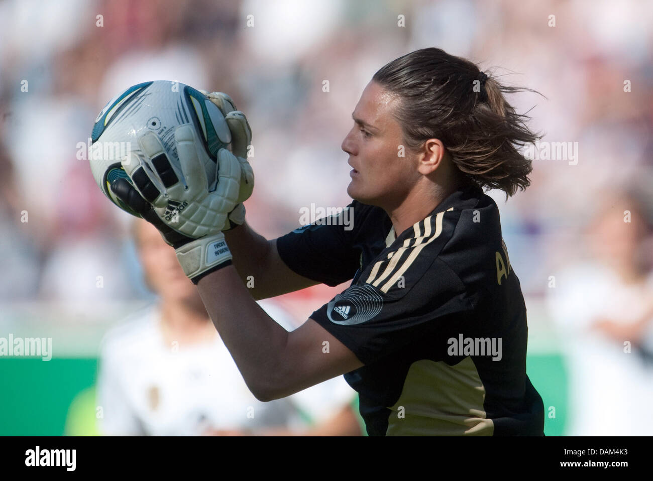 Germany's goalkeeper Nadine Angerer catches the ball during the soccer ...