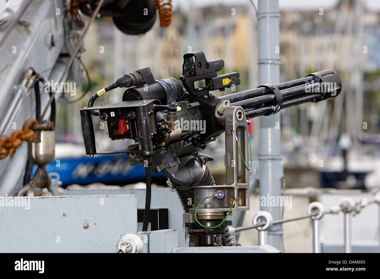 minigun mounted as close in weapons protection against small boat ...