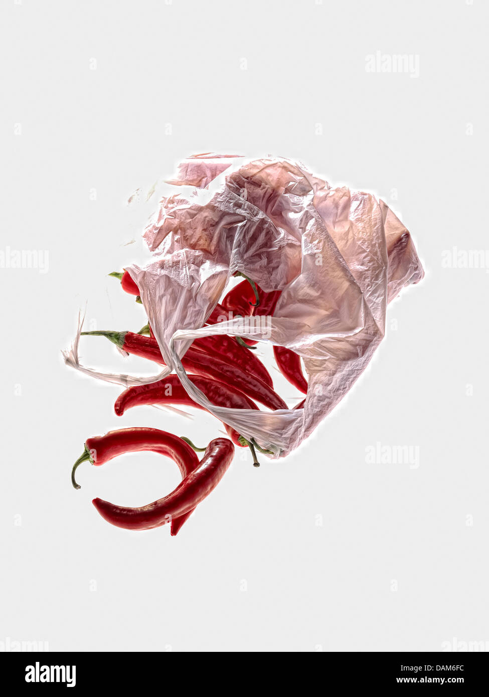 Italian food with chilli bag on white background Stock Photo - Alamy