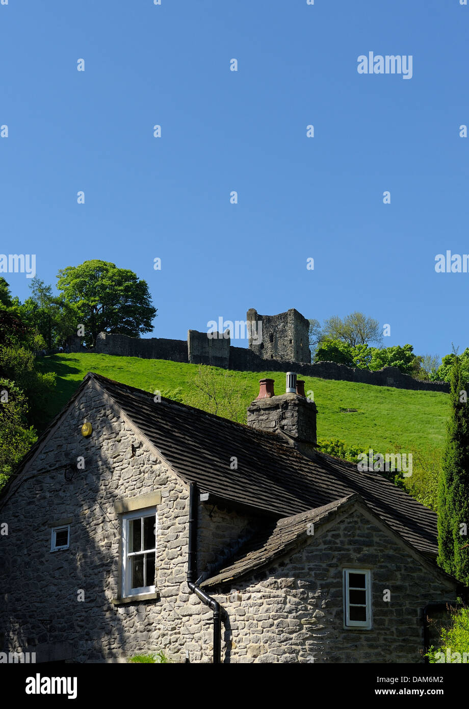A view of Peveril castle castleton Derbyshire England uk Stock Photo ...