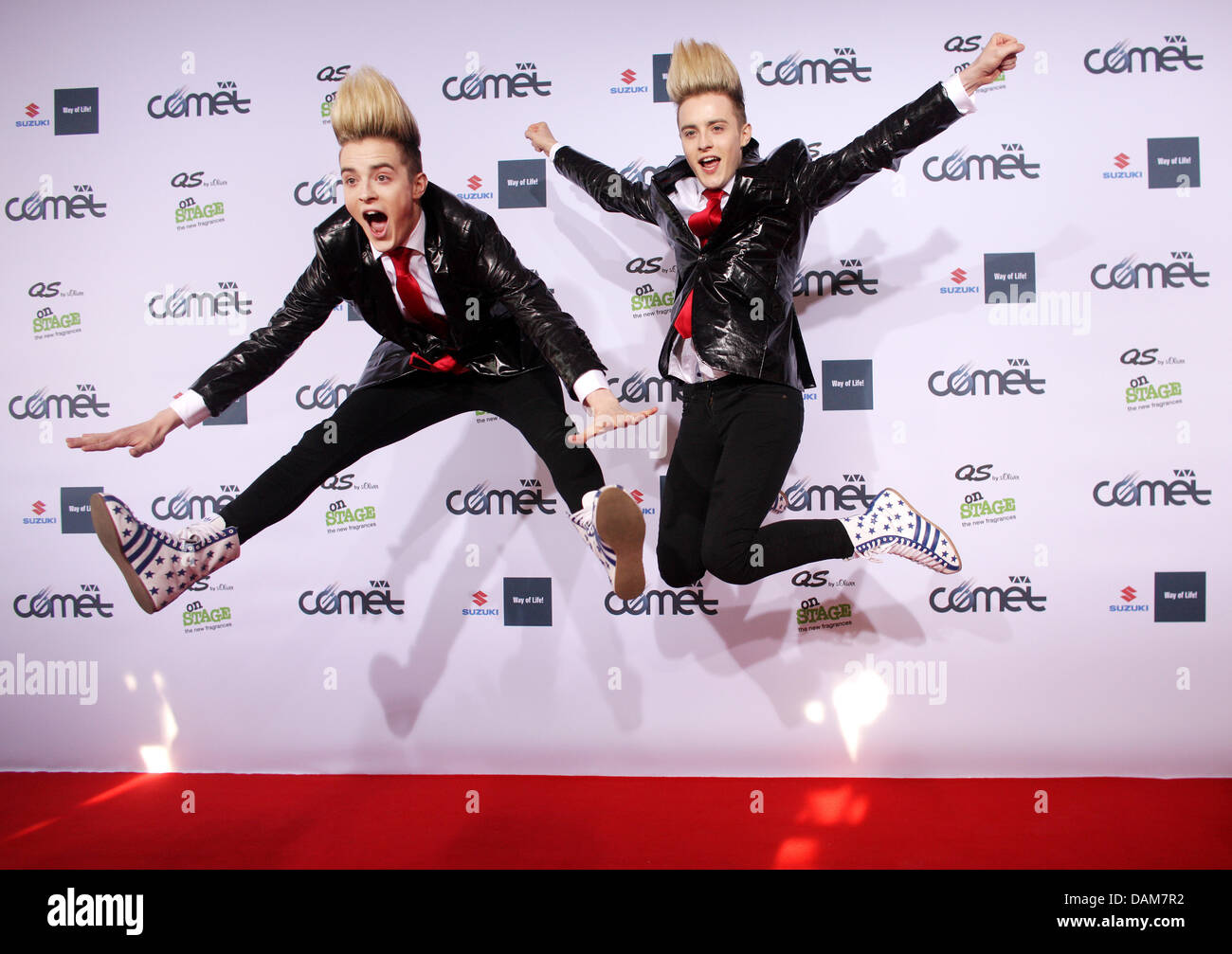 The twins John and Edward Grimes of the duo 'Jedward' and participants ...