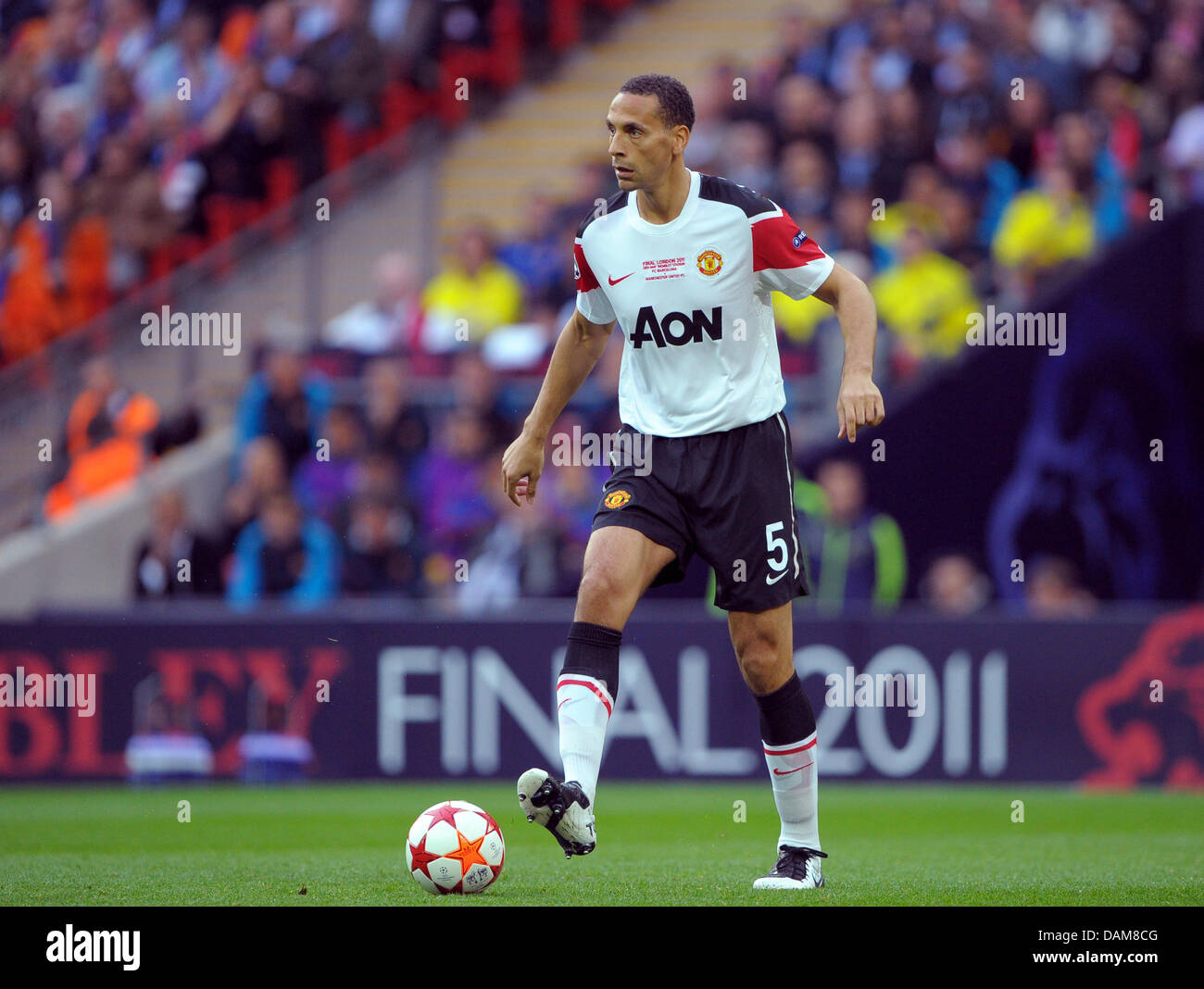 Manchester's Rio Ferdinand controls the ball the UEFA Champions League ...