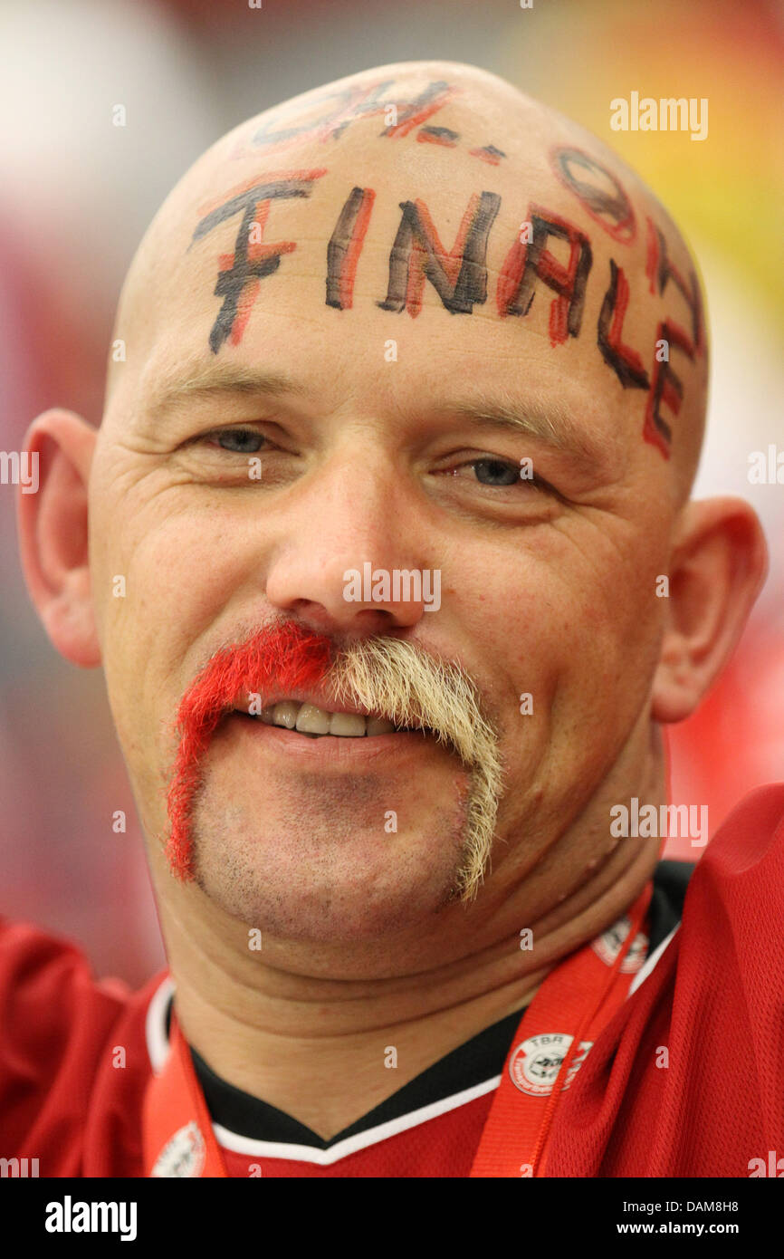 A fan painted his head at the Basketball Bundesliga Playoffs (Best of 5 ...