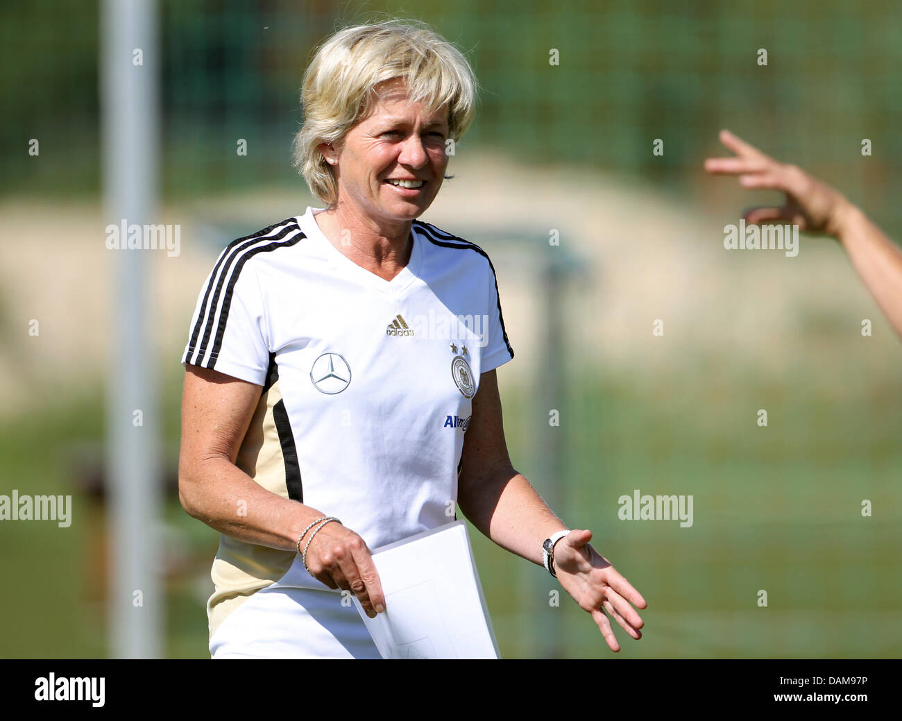 German national women's soccer coach Silvia Neid directs training in ...