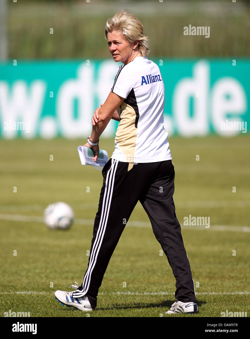 German national women's soccer coach Silvia Neid directs training in ...