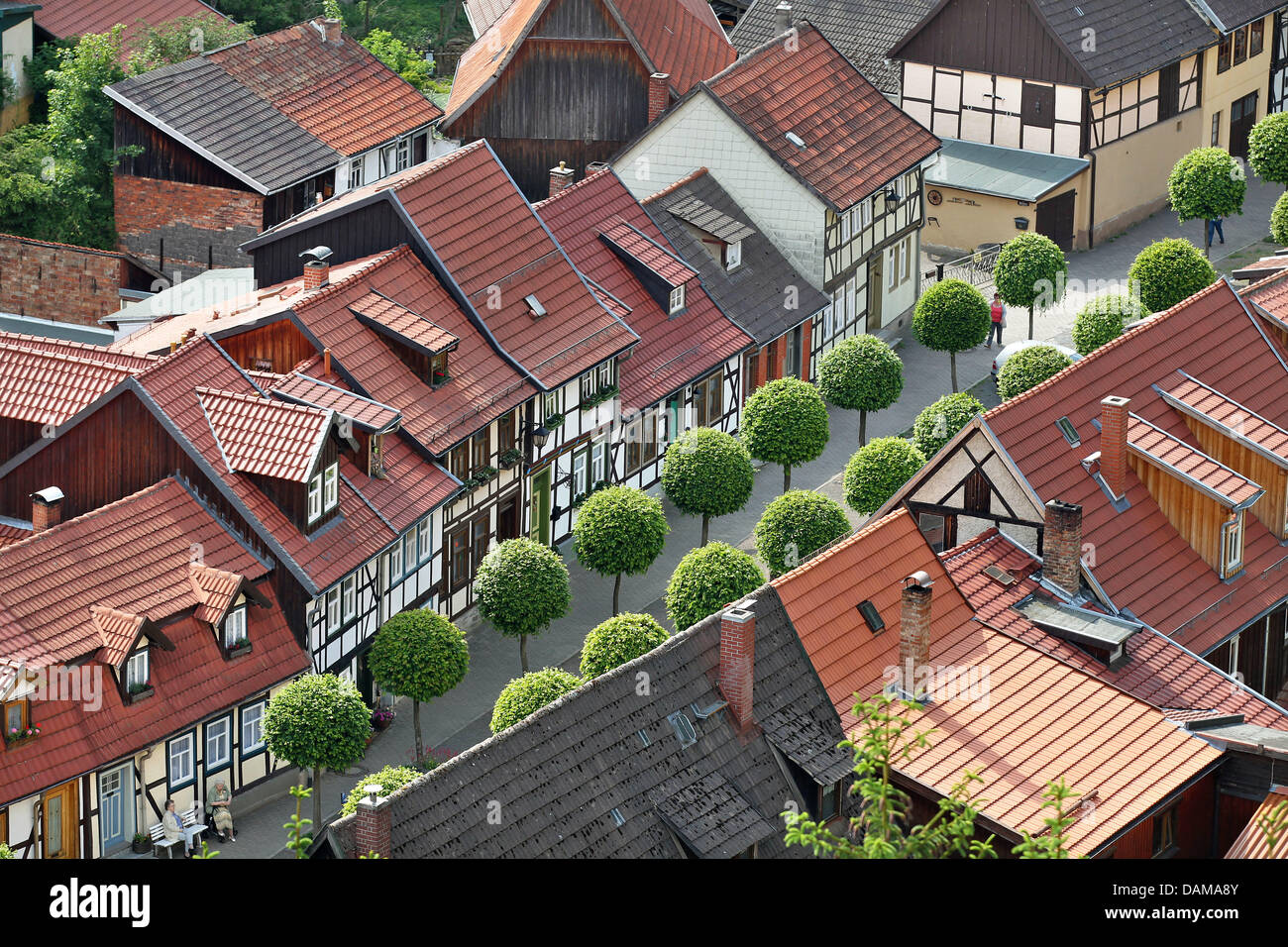 Perfectly shaped round half-timbered houses are pictured in an aerial ...