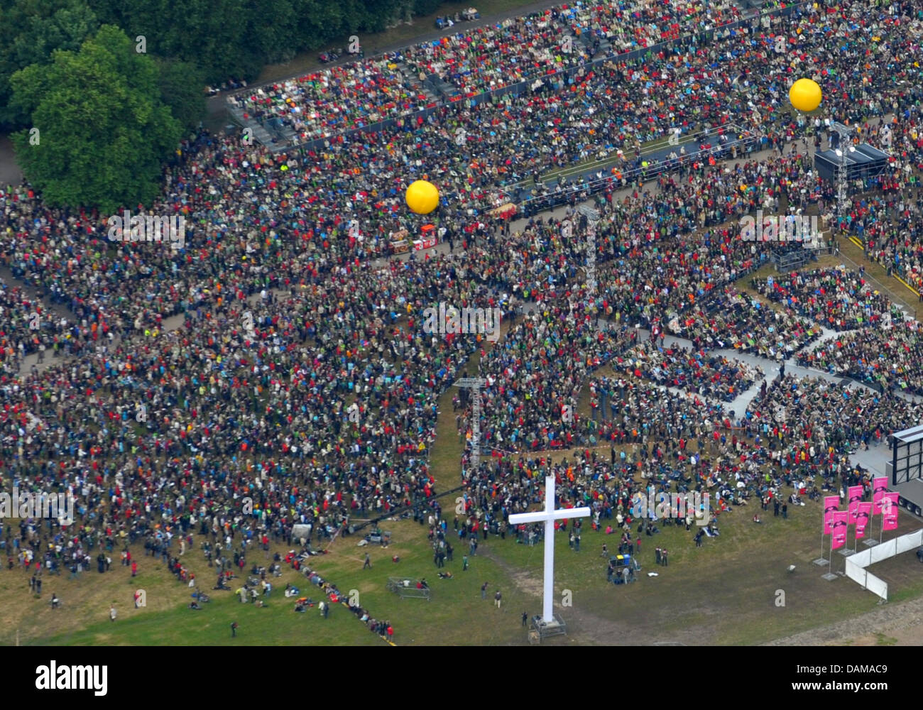 An aerial shot shows the Protestant Church Day in Dresden, Germany, 1 ...