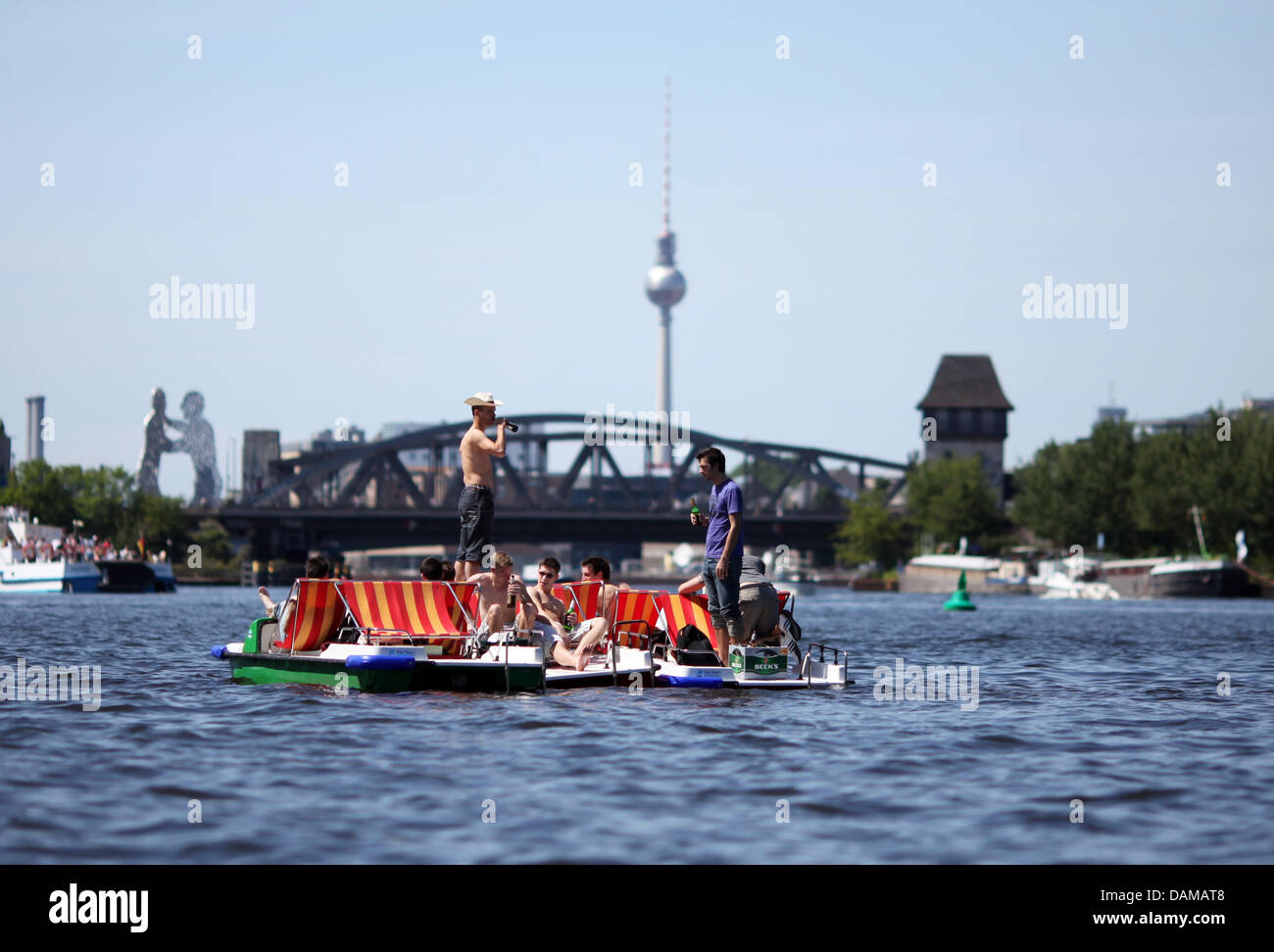 A group celebrates Ascension Day / Fathers Day with drinks on a ...