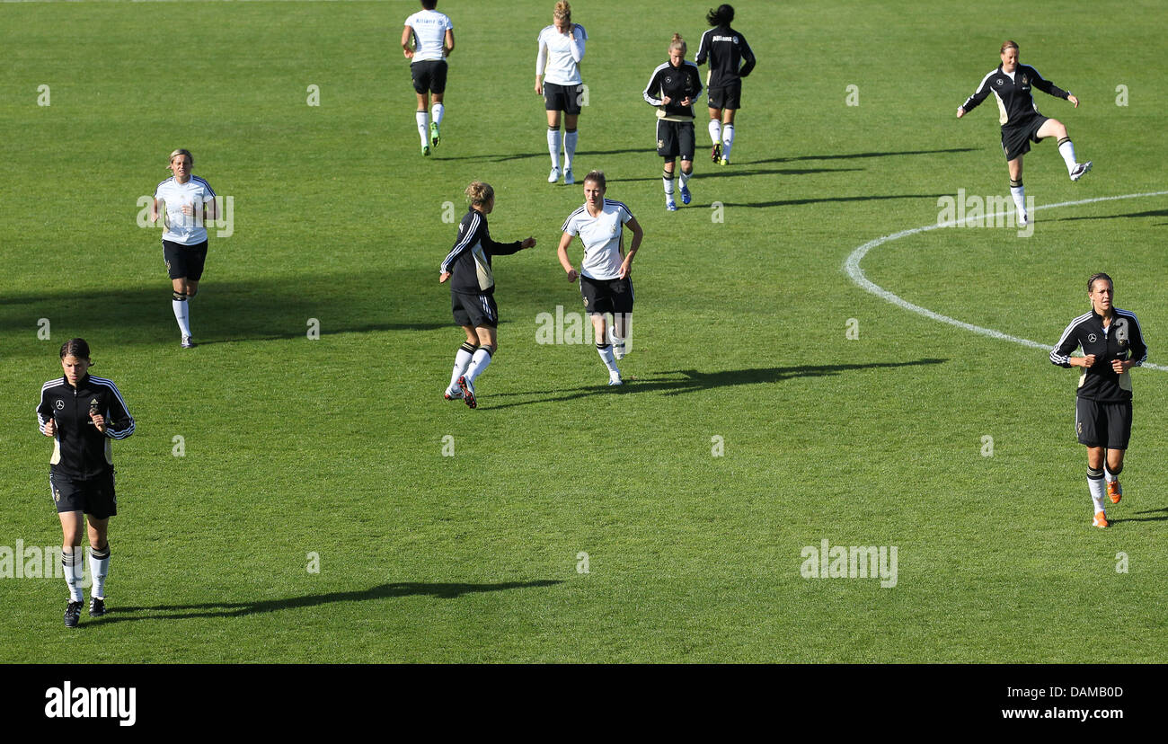 The German Women's soccer national team attends a training session in ...