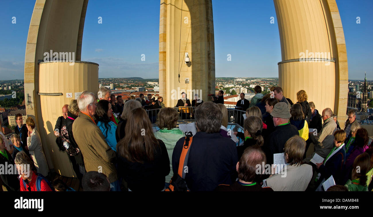 Visitors of the Protestant Church Congress attend a devotion of pastor ...