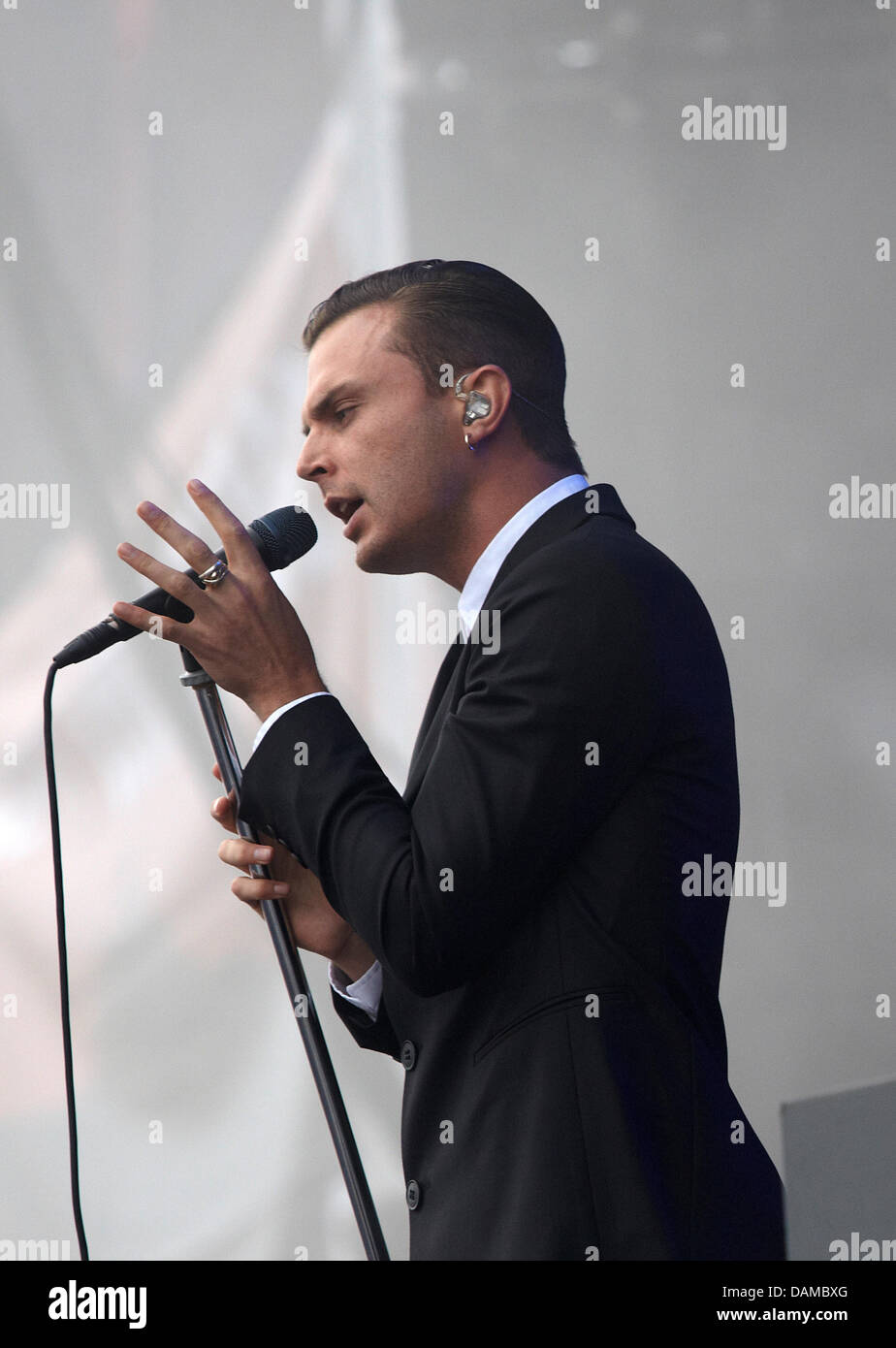 Theo Hutchcraft, singer of the British snyth pop band "Hurts", performs ...