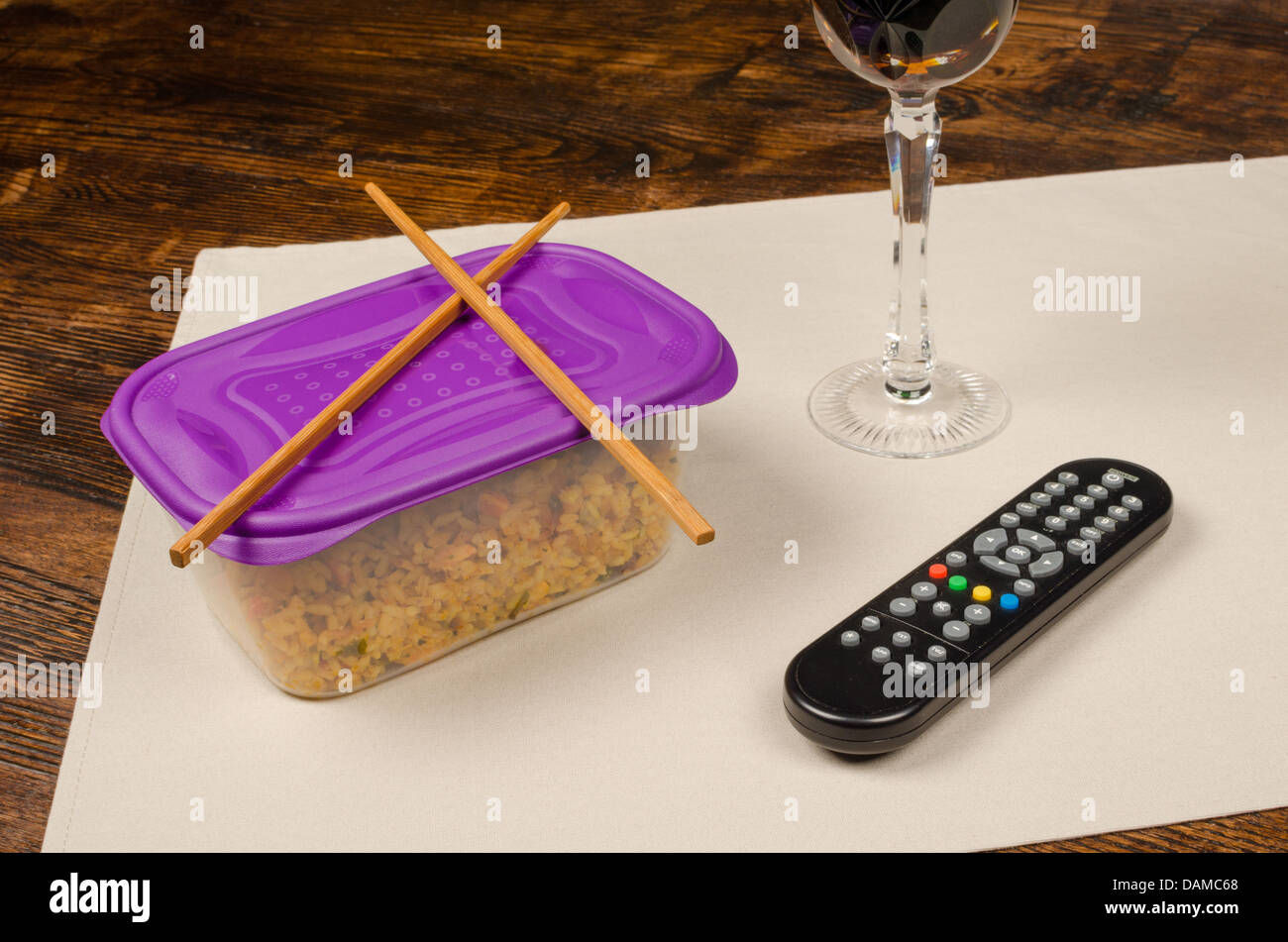 Leftovers dinner out of the food box, a bachelor meal Stock Photo - Alamy