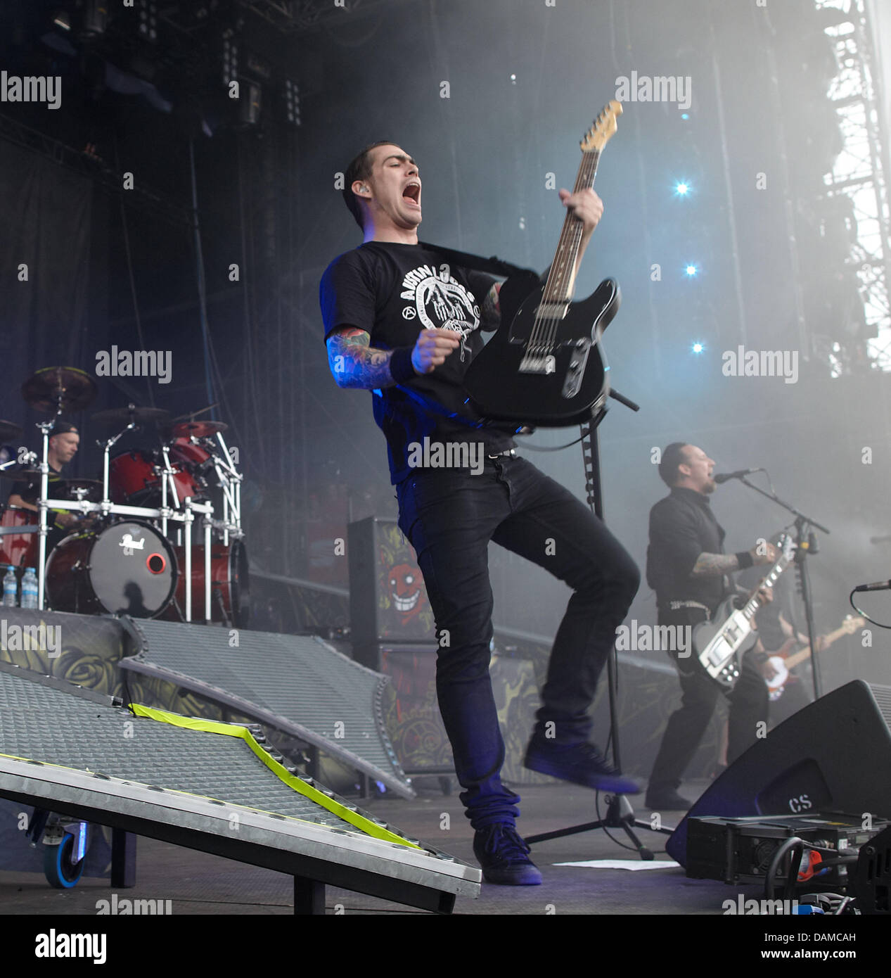 Guitarist of Danish metal band 'Volbeat', Thomas Bredahl, performs at ...