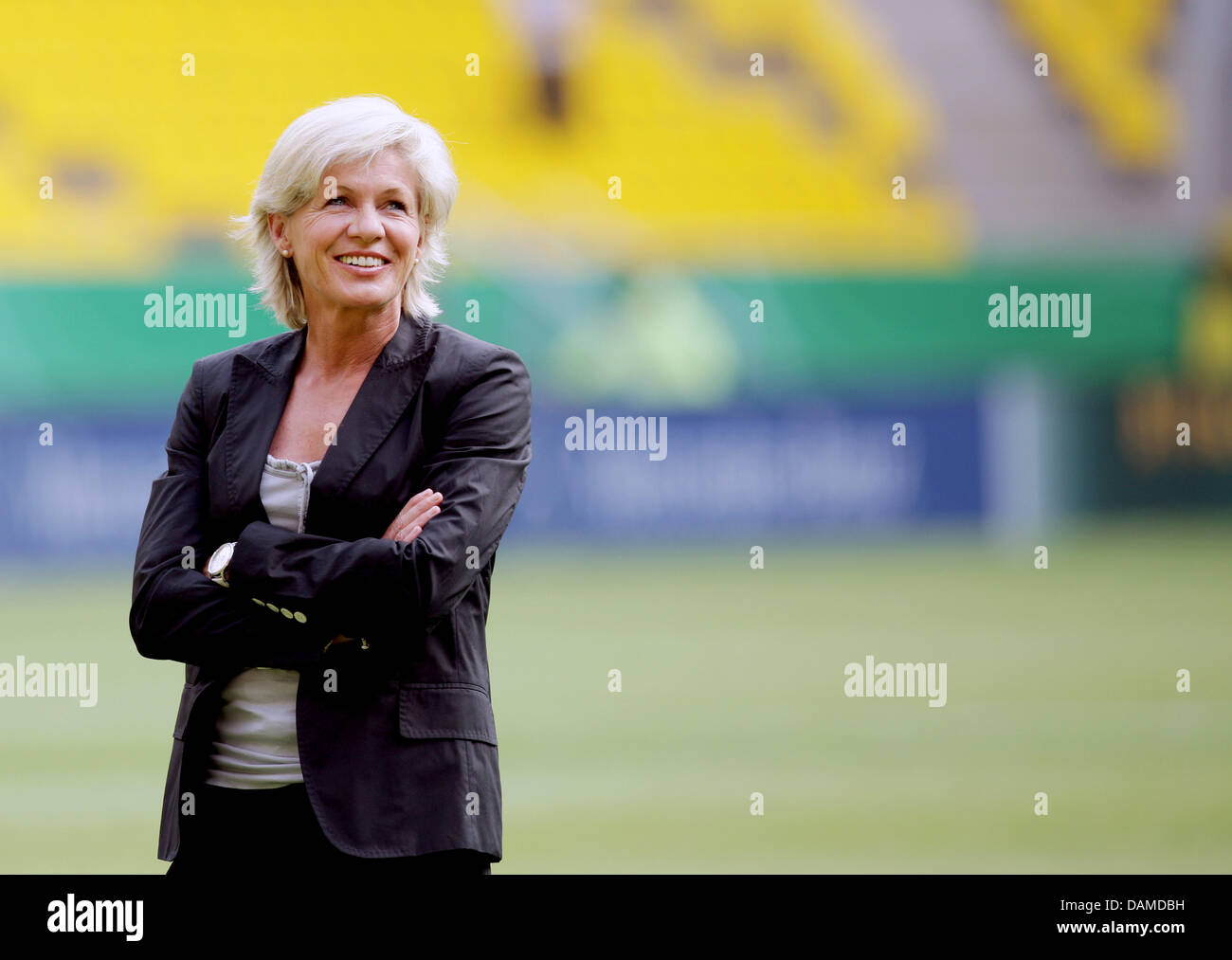 National coach Silvia Neid stands on the pitch before the International ...