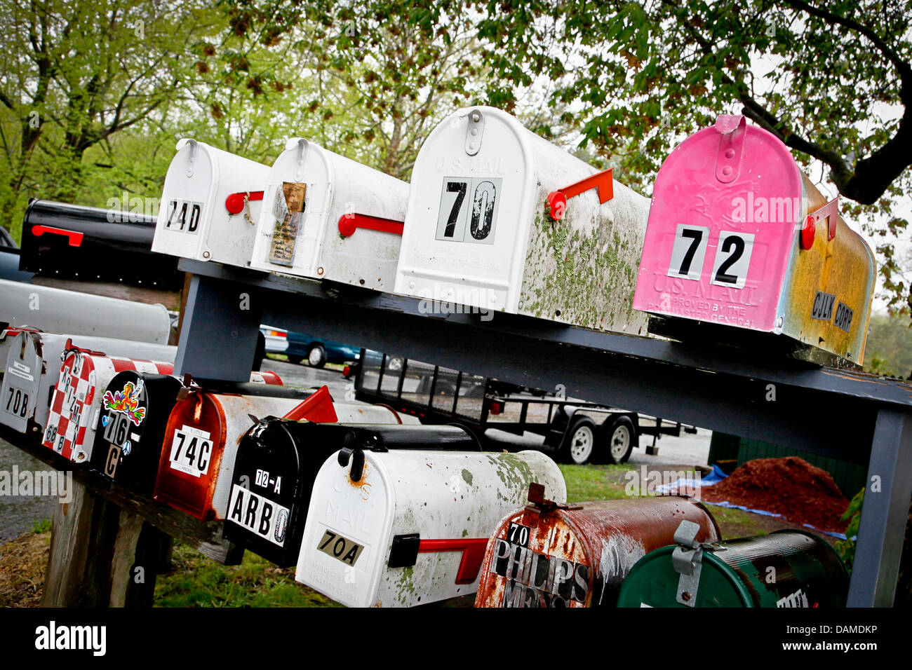 Colorful or colourful US Mailboxes with numbers on Stock Photo - Alamy