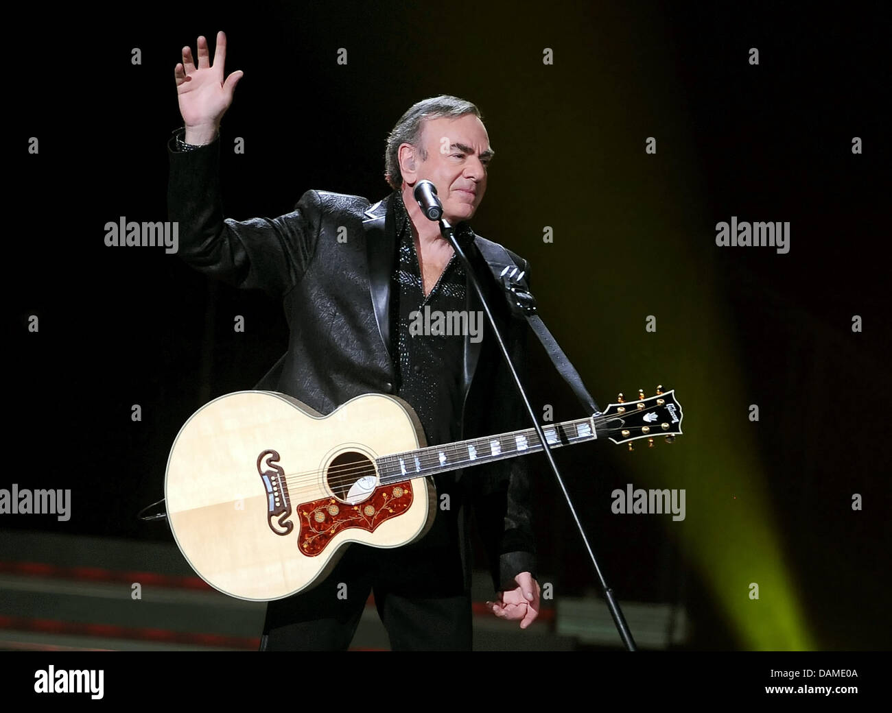 US singer Neil Diamond performs on stage during a concert at the O2 ...