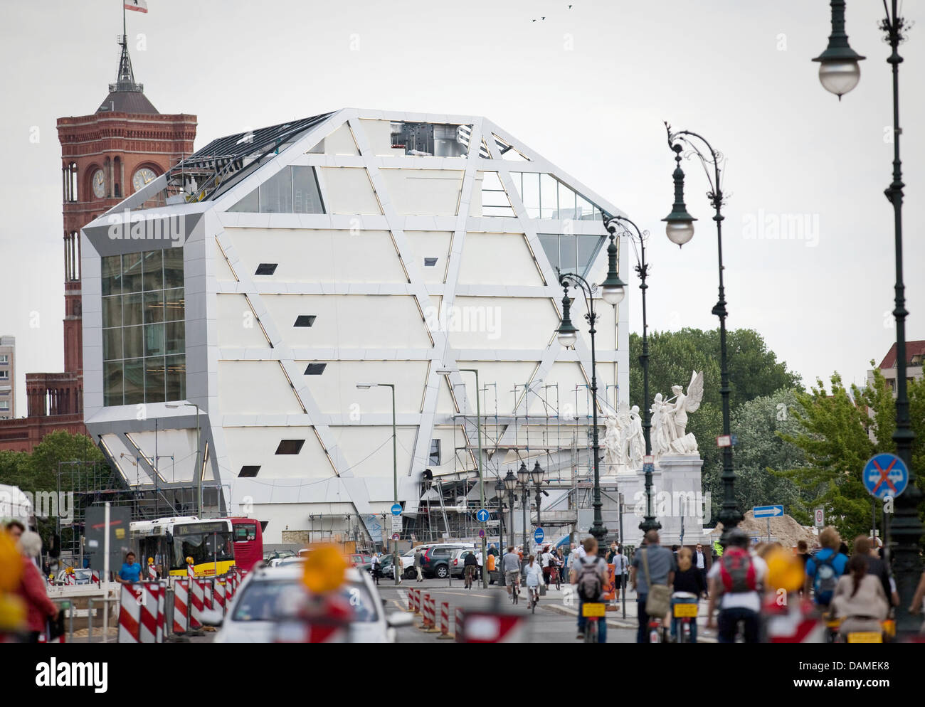 The newly built Humboldt Box stands on Schlossplatz in front of the ...