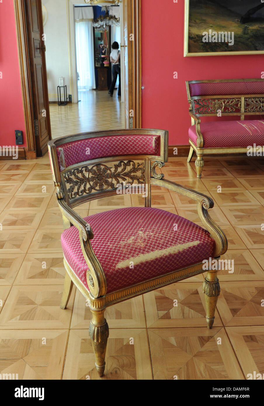 A set of furniture designed by Karl Friedrich Schinkel in 1820 stands ...