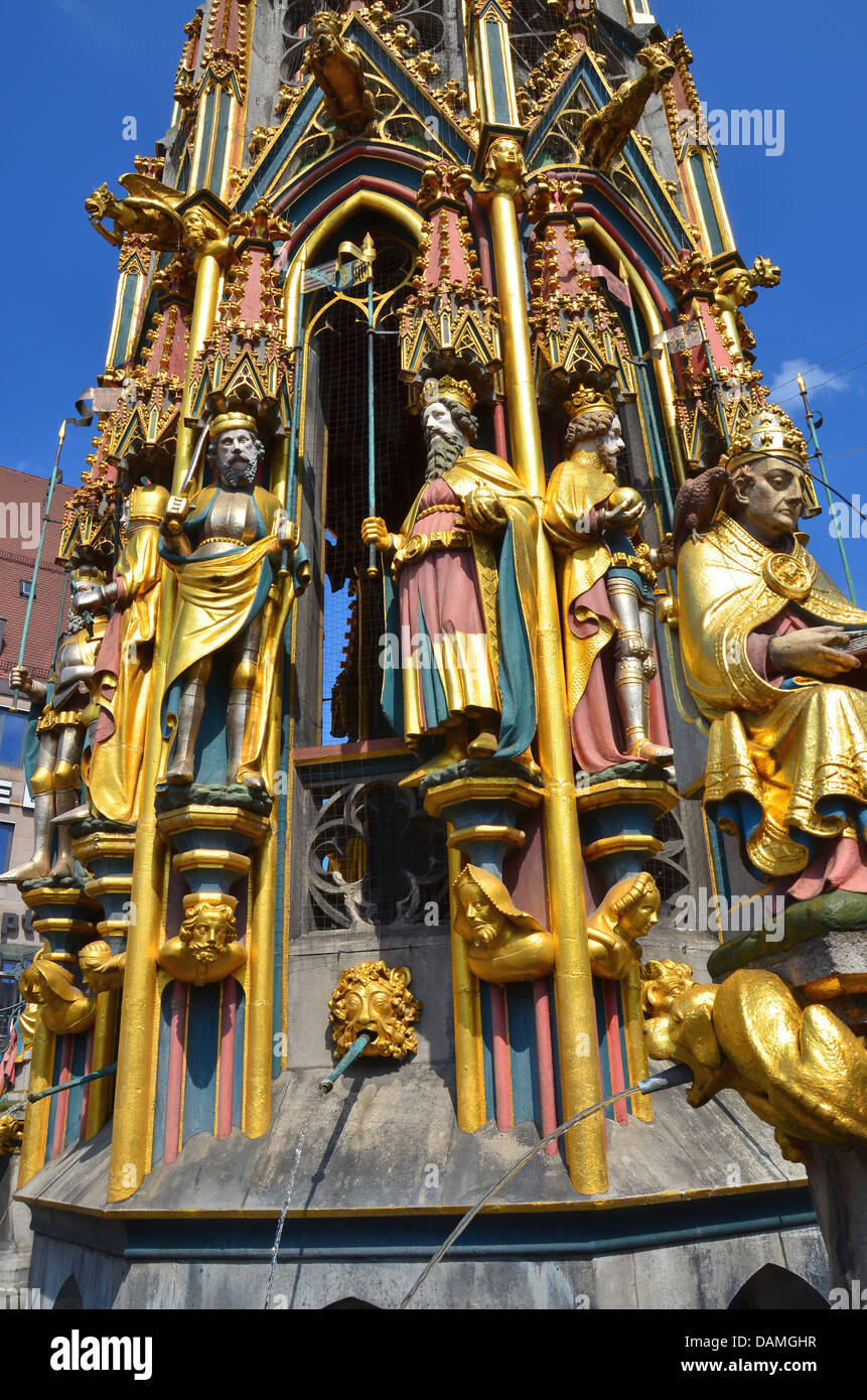 Nuremberg, Beautiful Fountain, Bavaria, Germany, 14th century ...