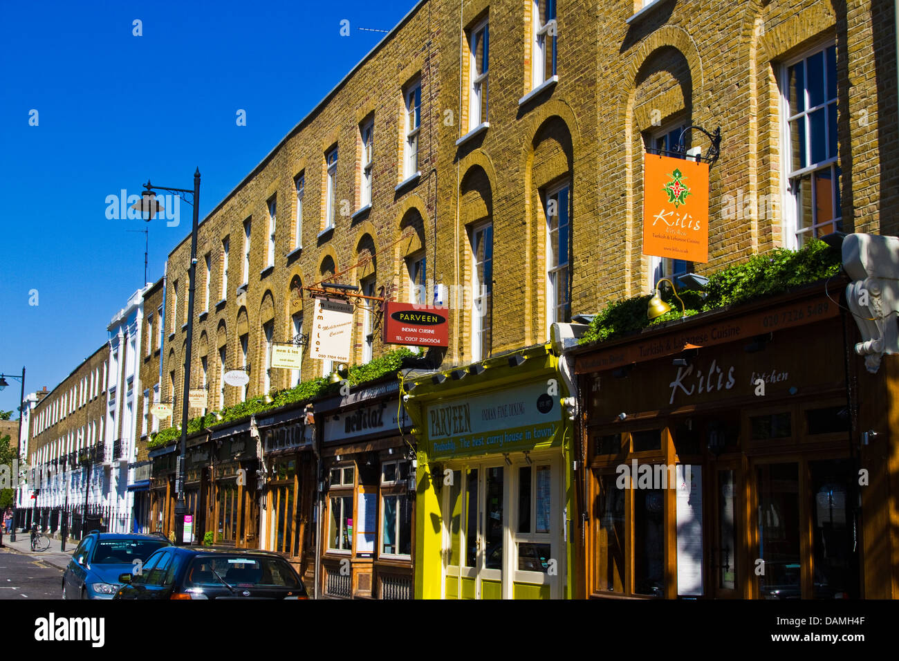 Cafe culture in Georgian terrace Islington, London Stock Photo - Alamy