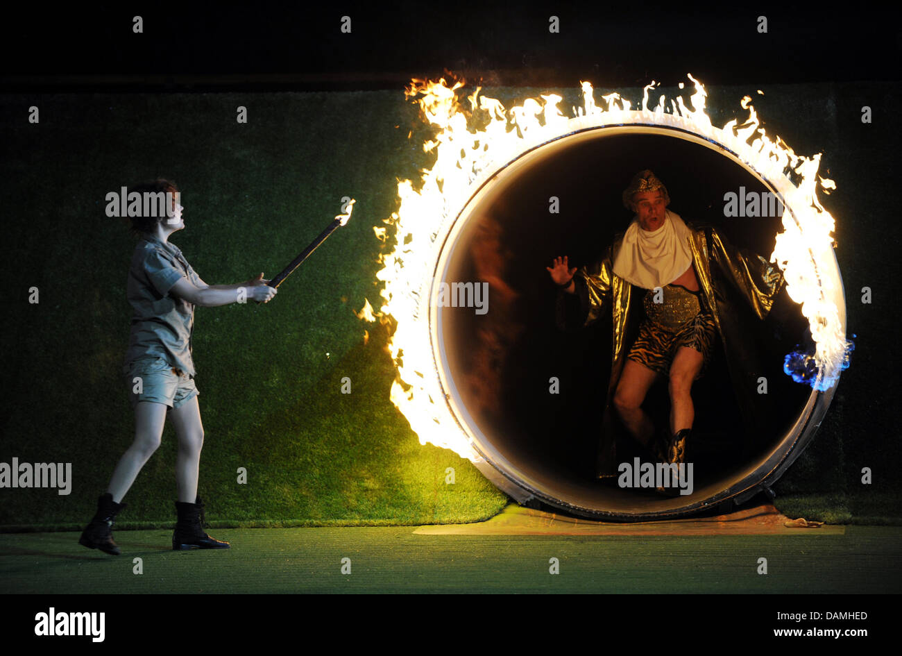 A ring is on fire at a test shoot for the musical 'The Jungle Book' at ...
