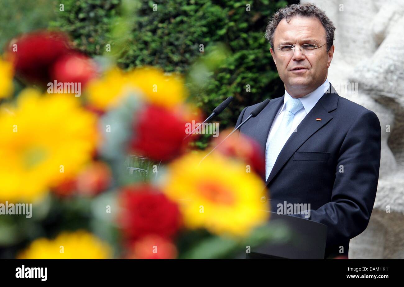 Minister of the Interior, Hans-Peter Friedrich, speaks at the memorial ...