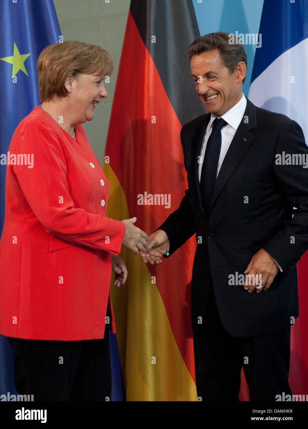 German Chancellor Angela Merkel and French President Nicolas Sarkozy ...