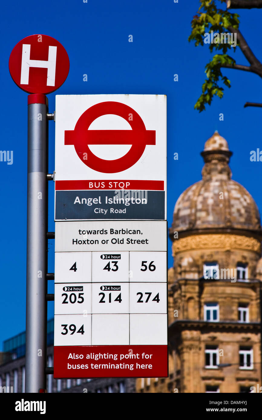 Angel Islington bus stop on the City road, London Stock Photo - Alamy