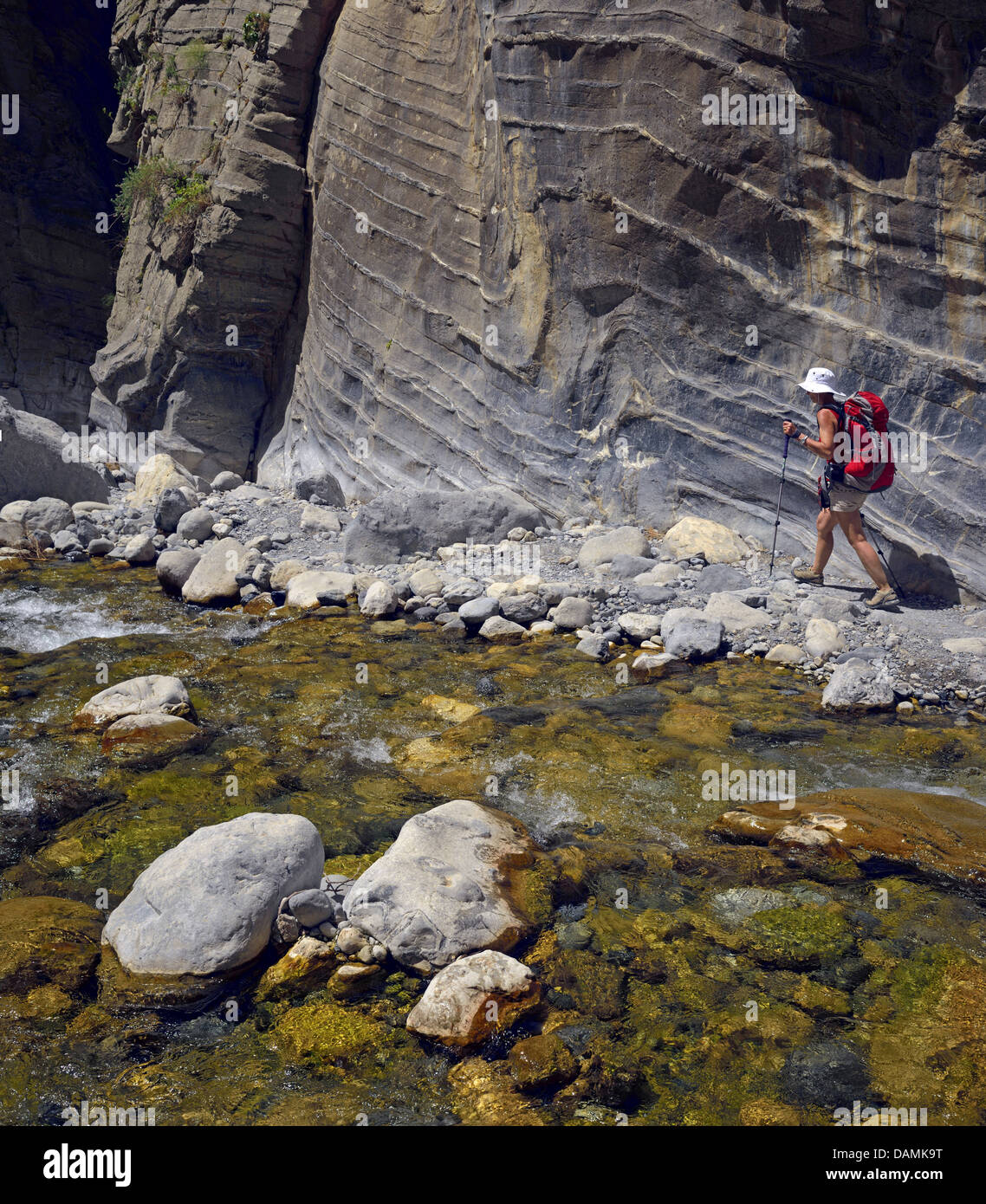 Wanderer at the canyon of agio farago hi-res stock photography and ...