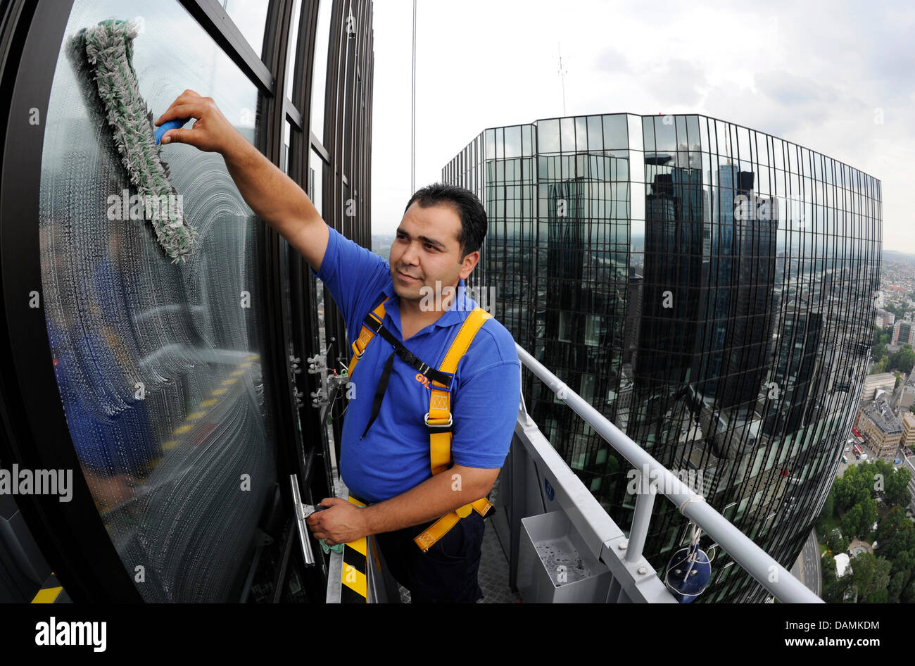 Turkish window cleaner Erseven Alincak cleans the facade of the ...